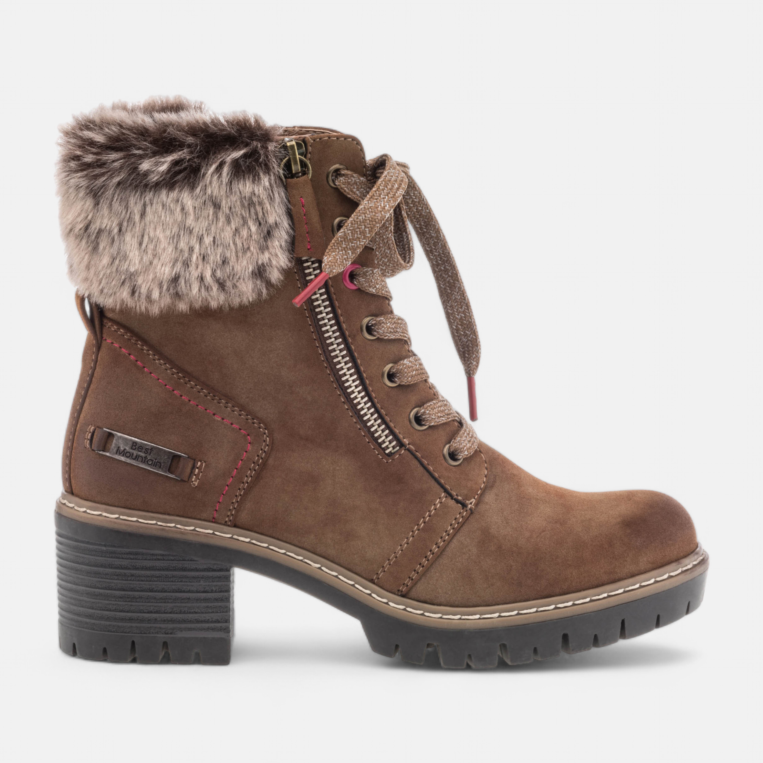 Bottines à lacets à talon Femme cognac - Besson